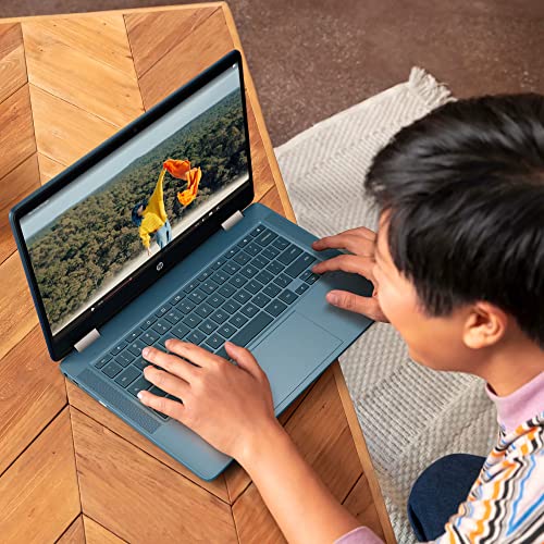 2022 Flagship HP X360 Chromebook Spin 2-in-1 Convertible Laptop, 14" HD TouchScreen, Dual Core Intel Celeron N4120 Processor(Upto 2.6GHz), 4GB RAM, 64GB eMMC,HDCamera, WiFi, Chrome OS+HubxcelAccessory