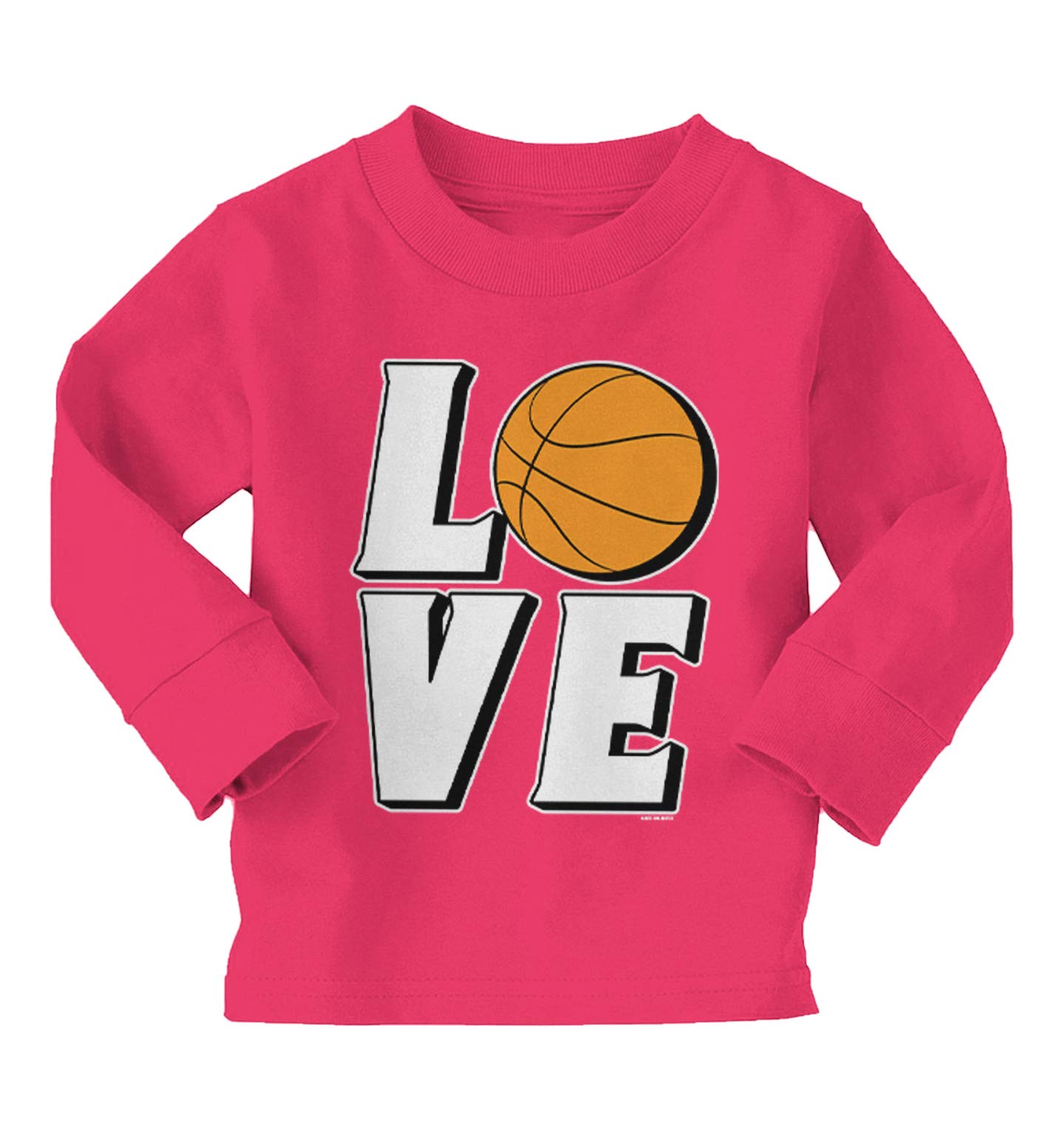 Love Basketball - Sports Hoops Long Sleeve Toddler Cotton Jersey Shirt (Pink, 4T)