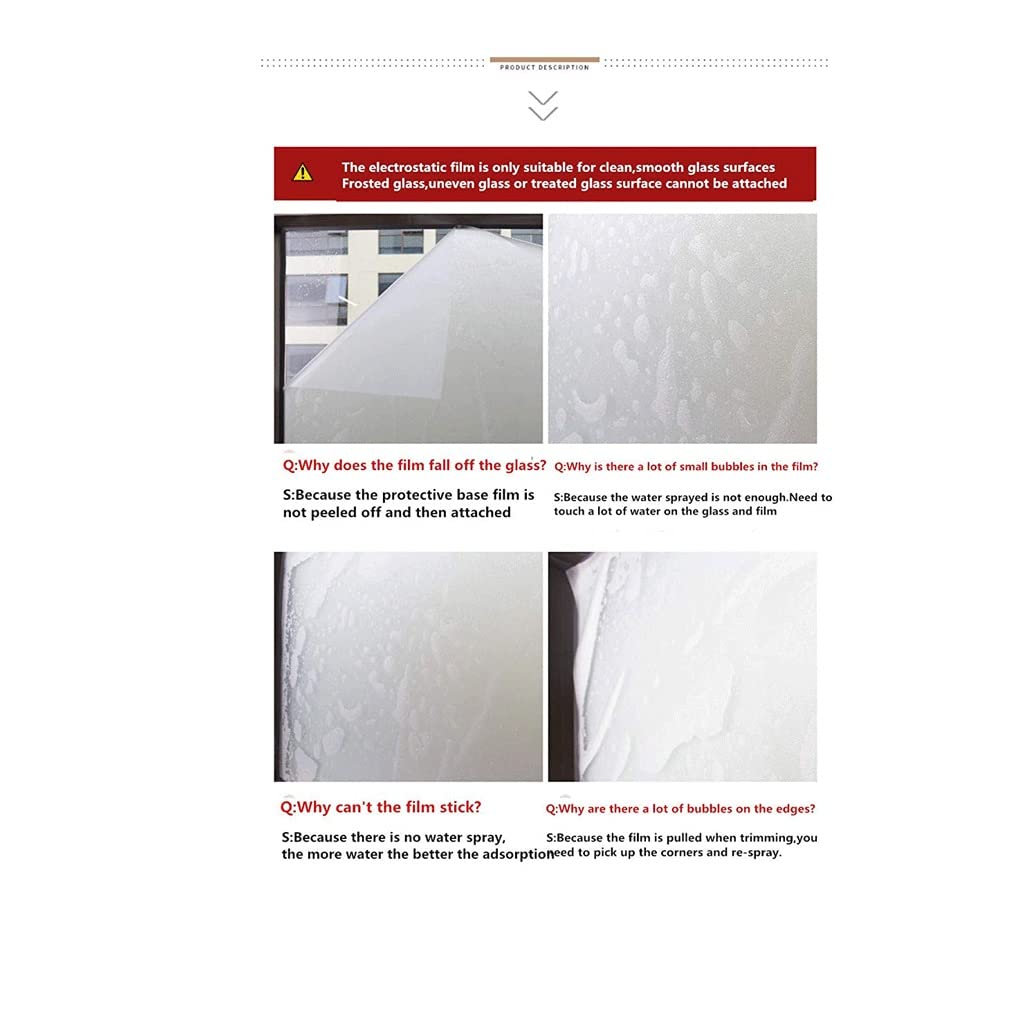YUTR Decorative Privacy Window Film, No Glue Decor Static Cling Glass Sticker, Anti-UV Window Tint for Living Bath Room/Kitchen/Front Door or Office