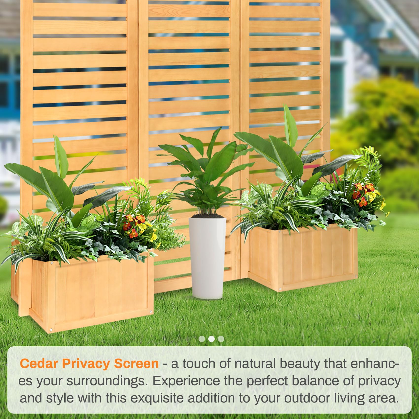 Upgrade 5.5'X5.2'X1.6' Cedar Outdoor Privacy Panels, Planter Privacy Screen, Privacy Fence Planter, Privacy Screen with Planter Box, Privacy Planter Box, Privacy Planter for Patio, Backyard, Gazebo