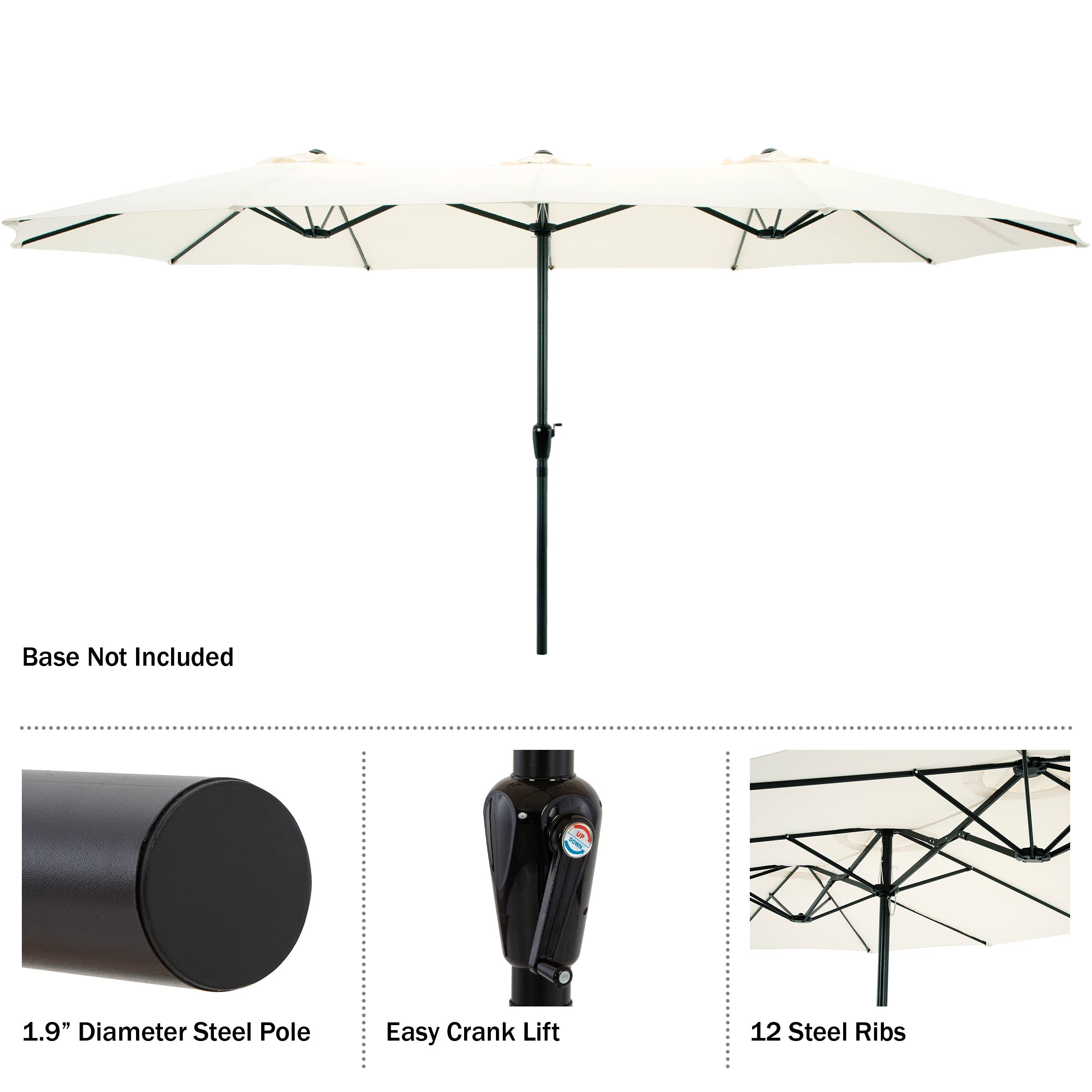 Pure Garden 50-LG1283 Beige 15' Double Sided Market Umbrella