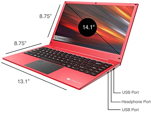 Gateway 14.1" FHD High Performance Laptop in Red Ryzen 5 Quad-Core up to 3.7 Processor 8GB DDR4 RAM 256GB SSD HDMI Wi-Fi Win 11