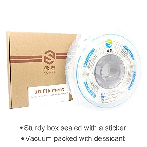 YOUSU White PVB Filament 1.75 mm for 3D Printer & 3D Pen 1 kg (2.2 lbs), Print As Easy as PLA Filament, can be Polished with Alcohol to get Smooth Surface.