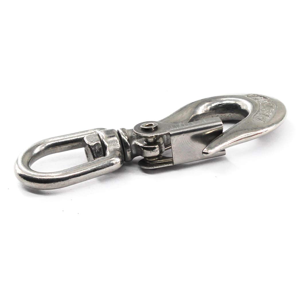 304 Stainless Steel Swivel Eye Lifting Hook American Type Safety Hook Rigging Accessory with Round Eye Working Load 1000 KG 3/8"