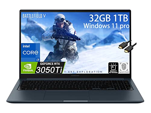 SAMSUNG Galaxy Book Odyssey 15.6" FHD (Intel Core i7-11600H, 32GB RAM, 1TB SSD, RTX 3050 Ti) Gaming & Business Laptop, 12 Hr Battery, Backlit KB, Fingerprint, Type-C, Webcam, IST HDMI, Win 11 Pro