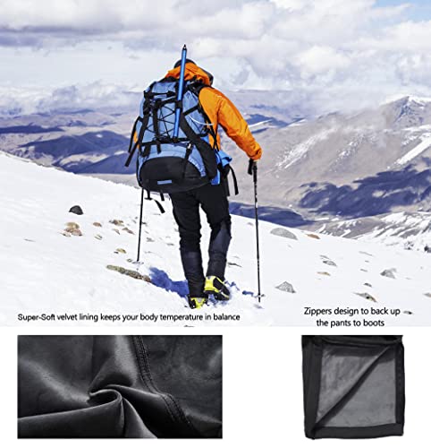 HONCAN Men's Snow Ski Pants Outdoor Waterproof Windproof Super-soft velvet lined Hiking Pants Softshell with Zipper Pockets(HC705Black04-XL)