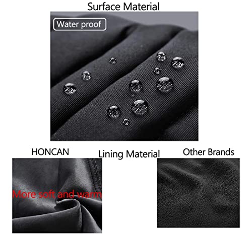 HONCAN Men's Snow Ski Pants Outdoor Waterproof Windproof Super-soft velvet lined Hiking Pants Softshell with Zipper Pockets(HC705Black04-XL)