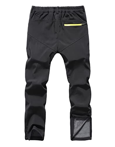 HONCAN Men's Snow Ski Pants Outdoor Waterproof Windproof Super-soft velvet lined Hiking Pants Softshell with Zipper Pockets(HC705Black04-XL)