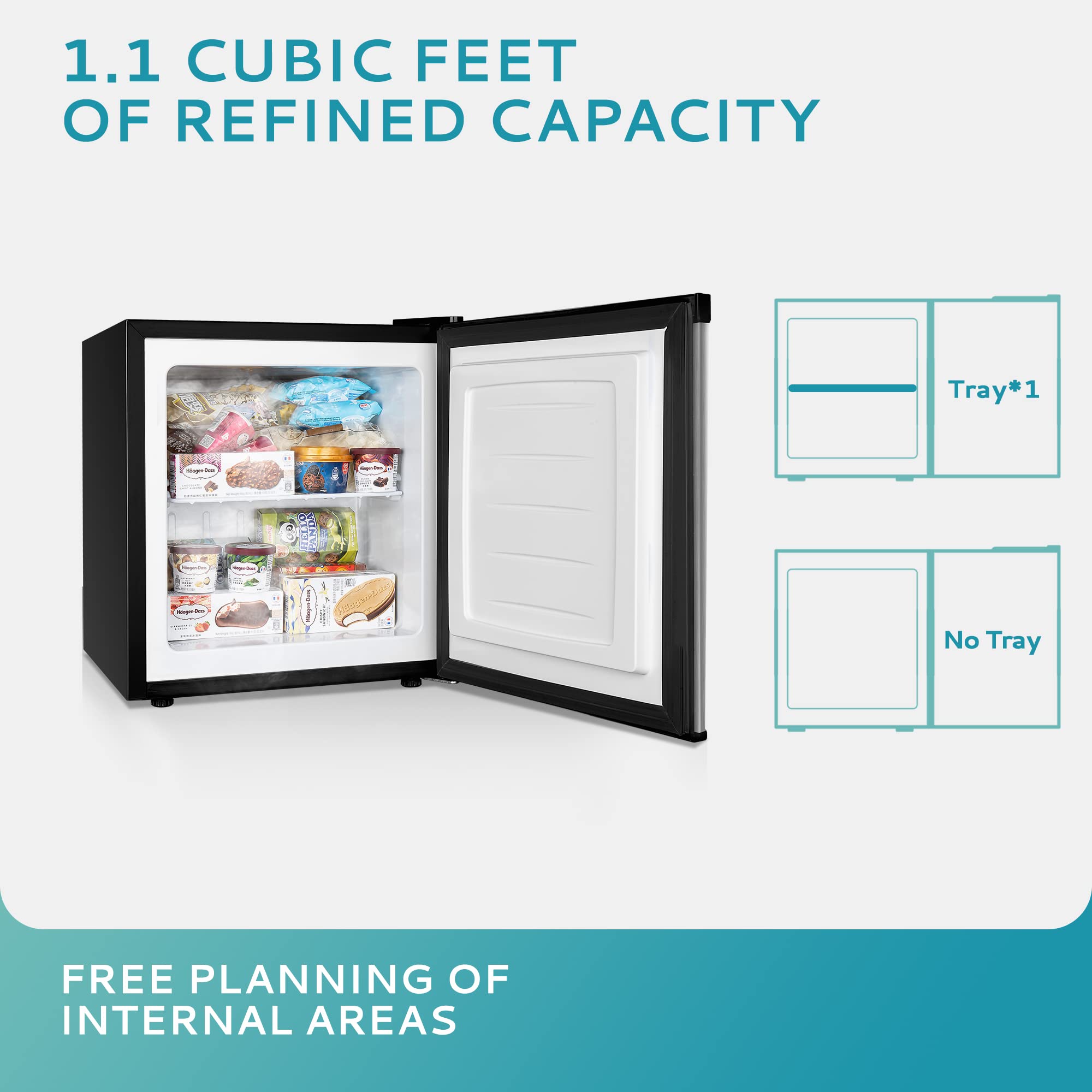 EUHOMY Mini Freezer Countertop,1.1 Cubic Feet, Single DoorCompact Upright Freezer with Reversible Stainless Steel Door & Hefty Load & Carry Heavy Duty Contractor Large Trash Bags, 42 Gallon, 26 Count