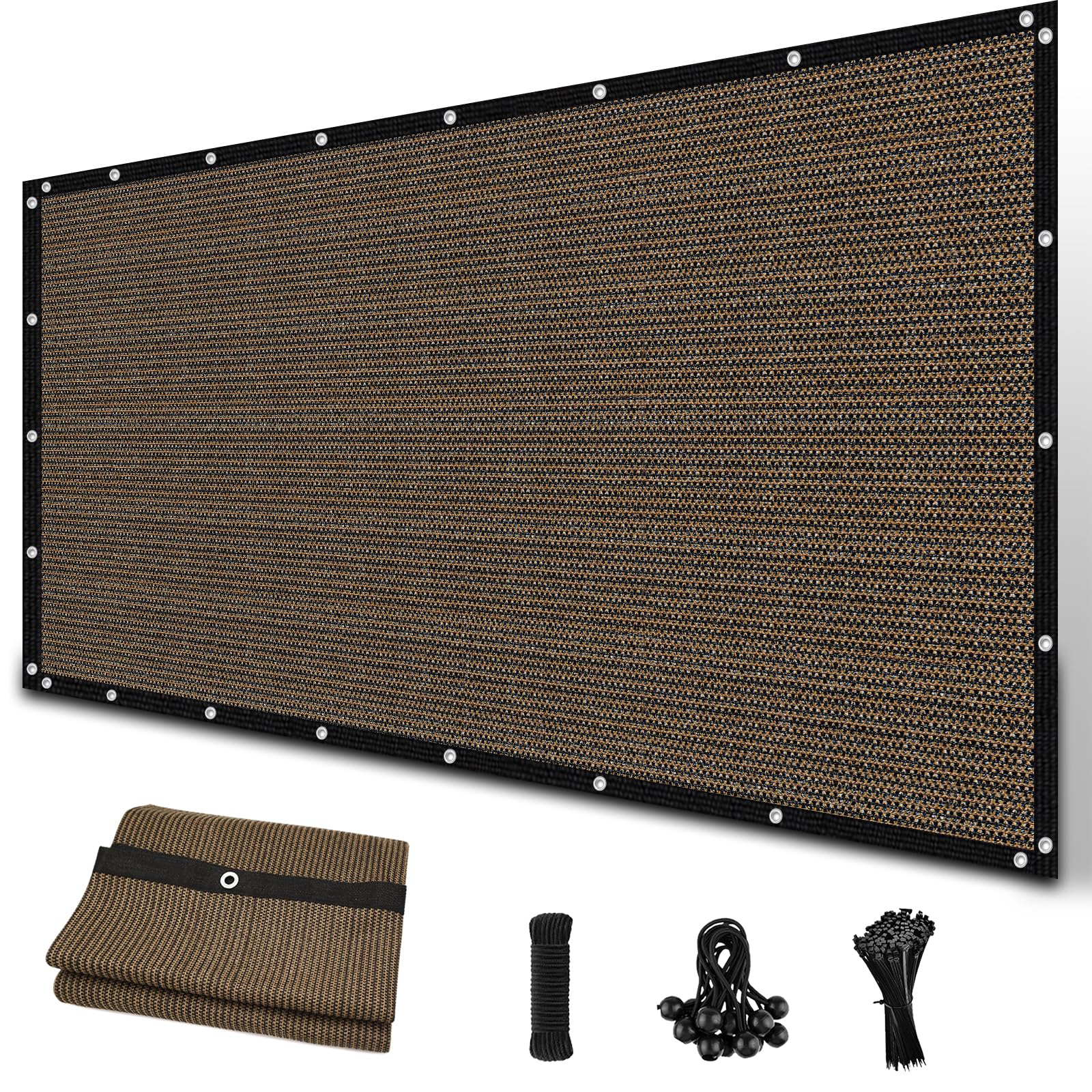 Amagenix 90% Sun Shade Cloth with Grommets, 12' x 16' Pergola Replacement Shade Cover Canopy Privacy Screen for Outdoor Patio Garden, Mocha (We Customized)