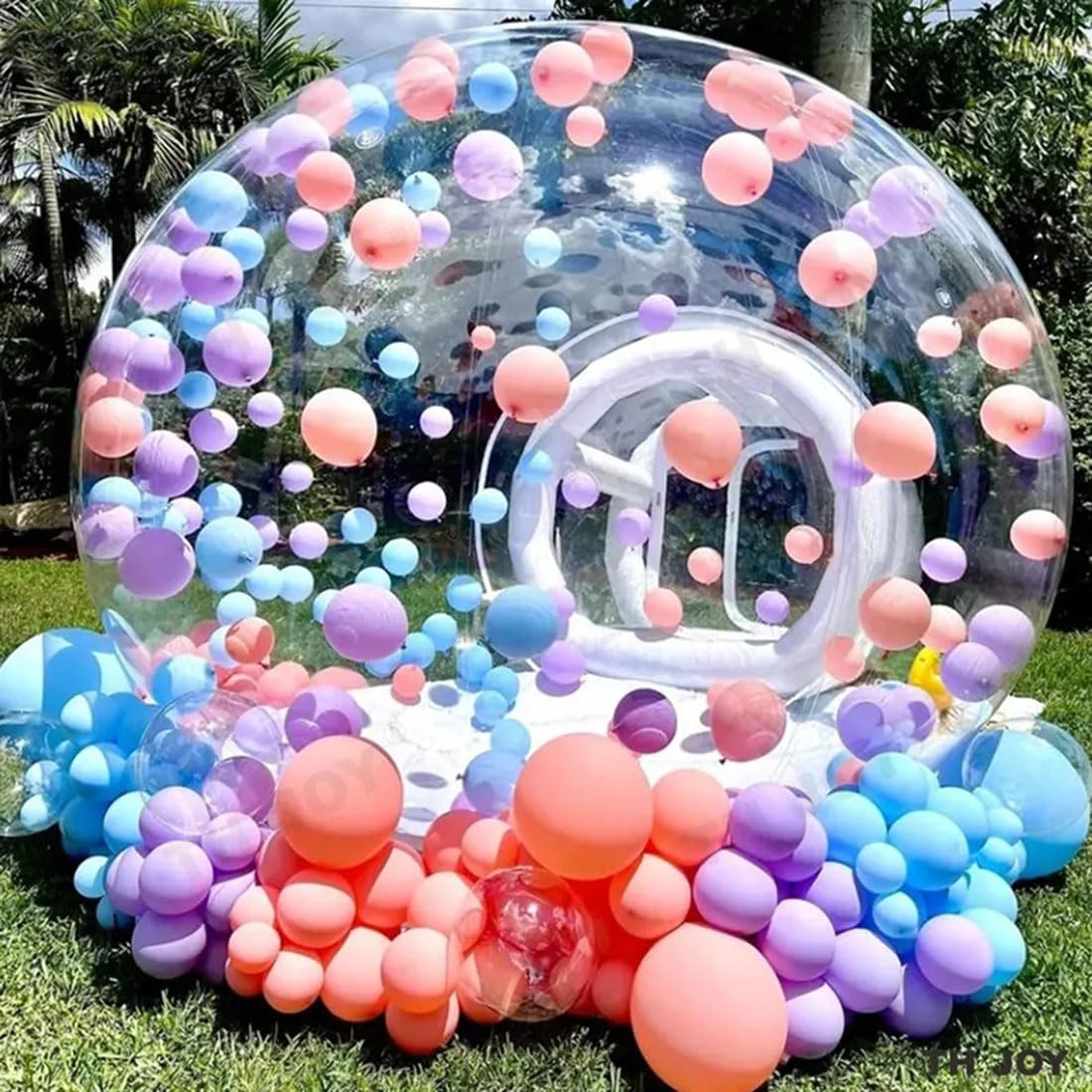 Inflatable Bubble House with 750w Blower, 550w Hand Pump, Reihipun Bubble Tent 10FT Waterproof Transparent Dome 6FT Tunnel for Home Party, Malls, Parks Event Exhibition