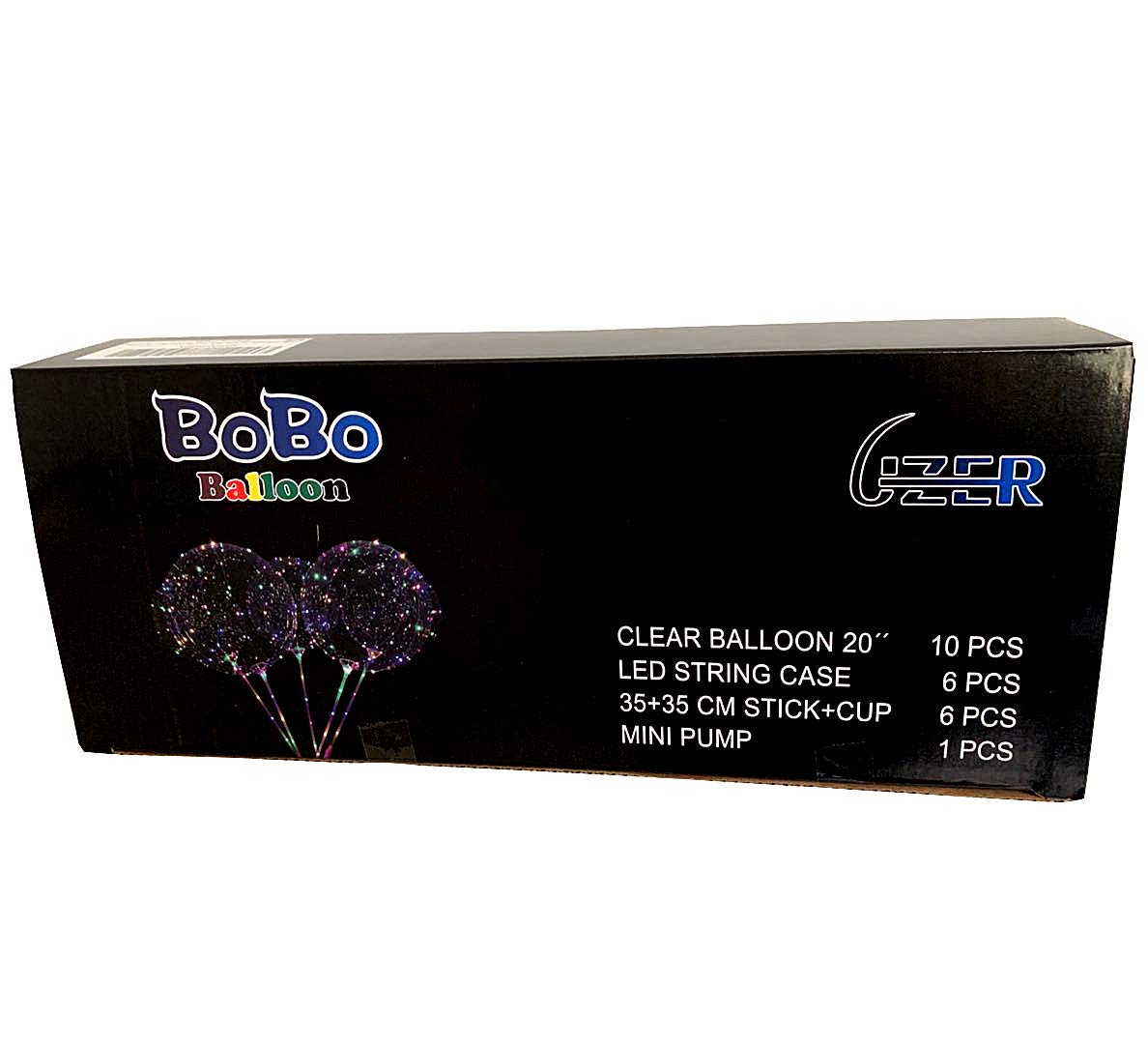 LED Light Up Bobo Balloons with Sticks 6 Packs, Flashing Handles,20 Inches Transparent Bubble Balloons,70 cm Sticks, Event Birthday Party Decoration