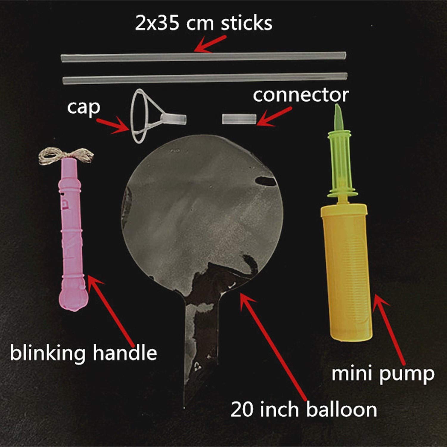 LED Light Up Bobo Balloons with Sticks 6 Packs, Flashing Handles,20 Inches Transparent Bubble Balloons,70 cm Sticks, Event Birthday Party Decoration