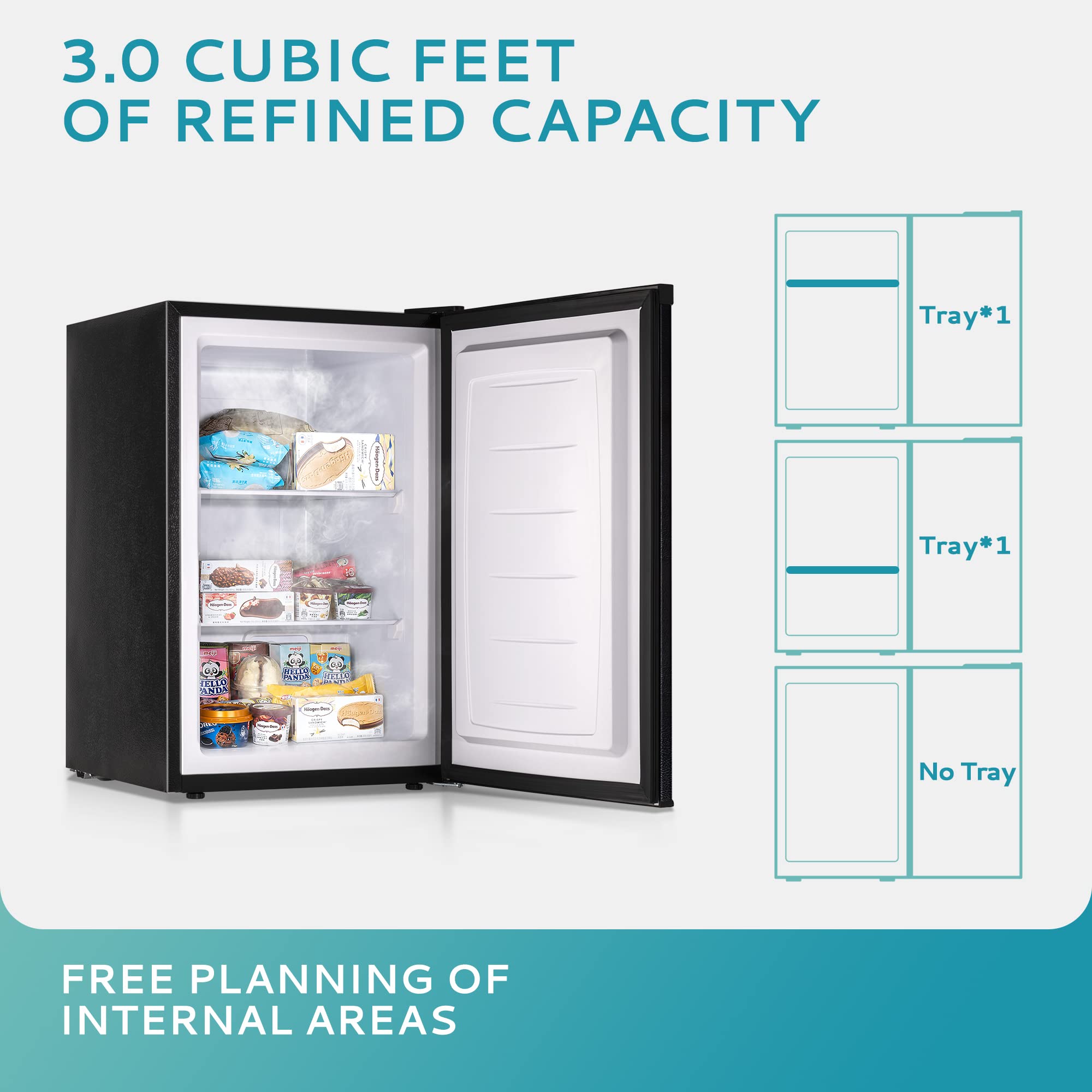 Euhomy Upright freezer, 3.0 Cubic Feet, Single Door Compact Mini Freezer with Reversible Door, Small freezer for Home/Dorms/Apartment/Office (Black) & WirthCo 40092 Drip Tray - Black
