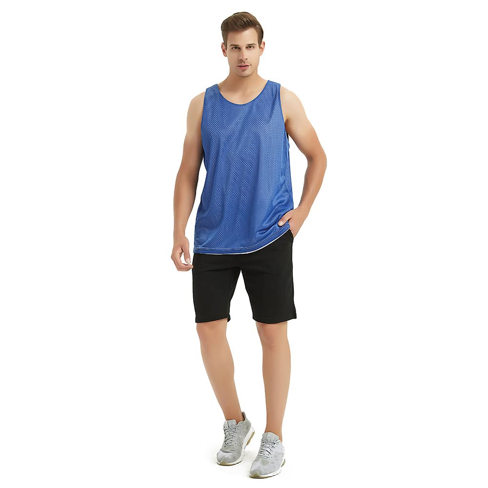 TopTie Reversible Basketball Jerseys Men's Tank Top Mesh Tank Lacrosse Jersey for Adult Youth-Black/White-L