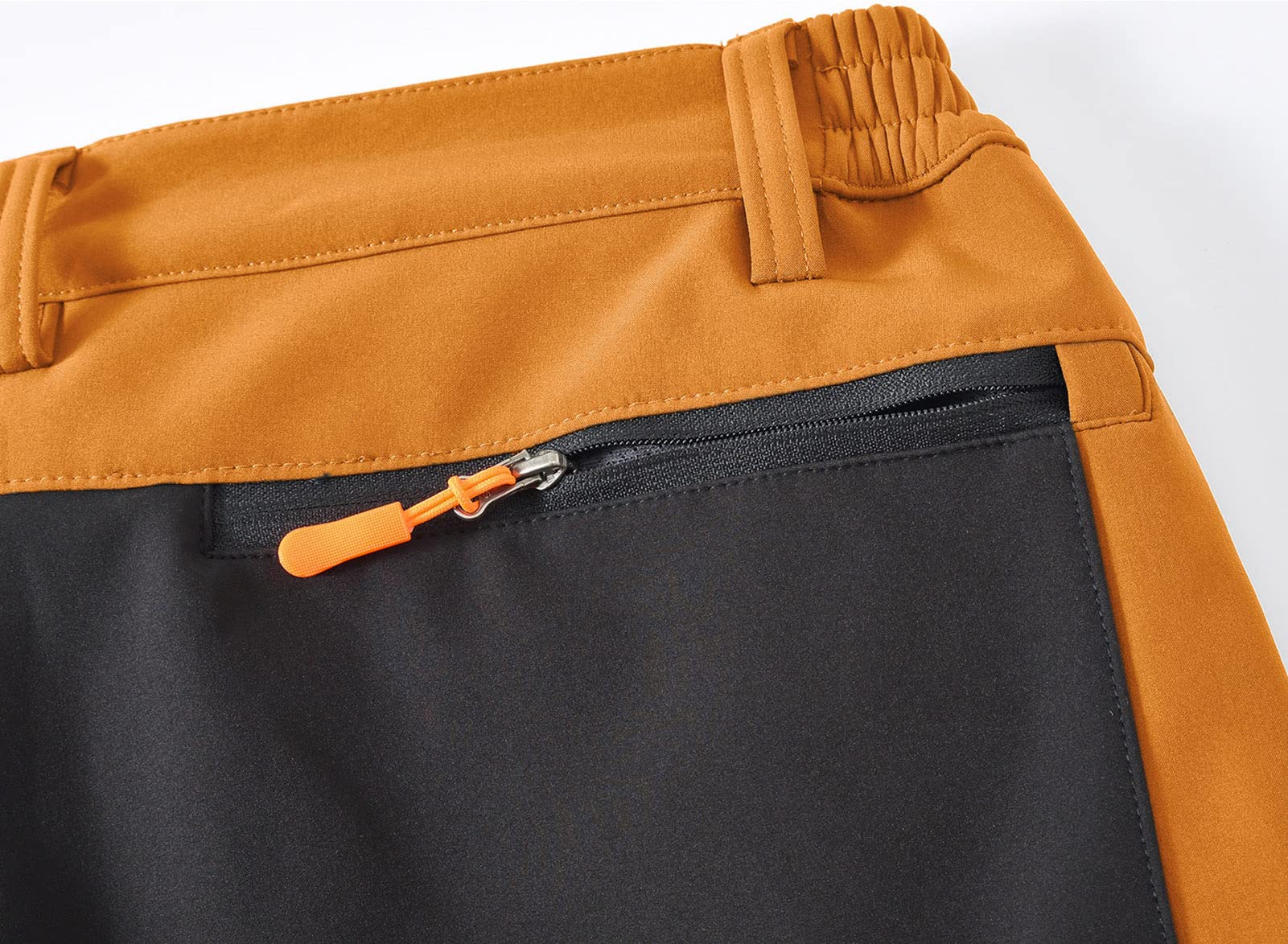 BASUDAM Men's Outdoor Pants Snow Waterproof Winter Insulated Fleece Lined Softshell with Belt Orange M