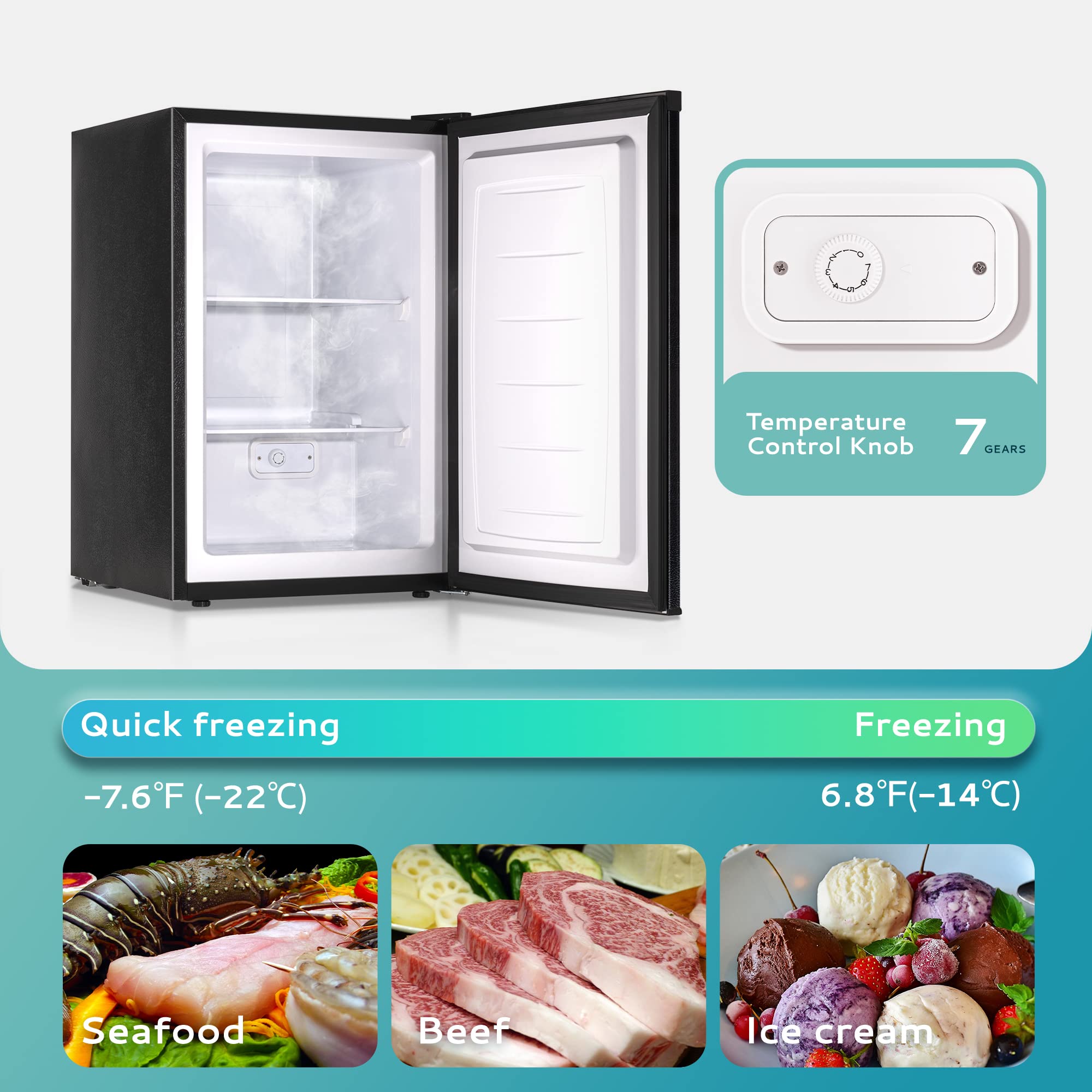 Euhomy Upright freezer, 3.0 Cubic Feet, Single Door Compact Mini Freezer with Reversible Door, Small freezer for Home/Dorms/Apartment/Office (Black) & WirthCo 40092 Drip Tray - Black