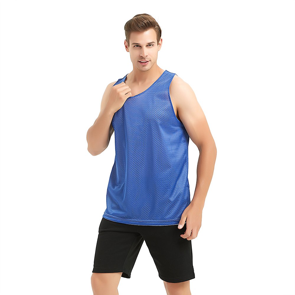 TopTie Reversible Basketball Jerseys Men's Tank Top Mesh Tank Lacrosse Jersey for Adult Youth-Black/White-L