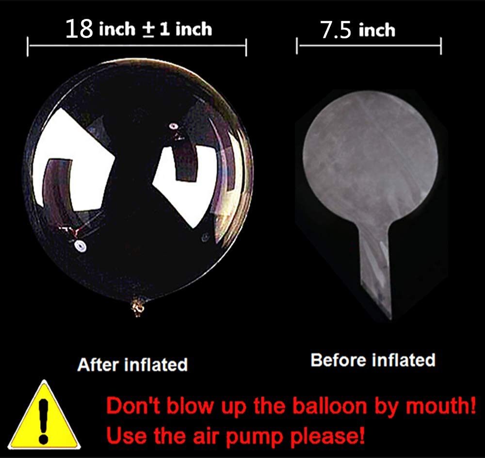 LED Light Up Bobo Balloons with Sticks 6 Packs, Flashing Handles,20 Inches Transparent Bubble Balloons,70 cm Sticks, Event Birthday Party Decoration