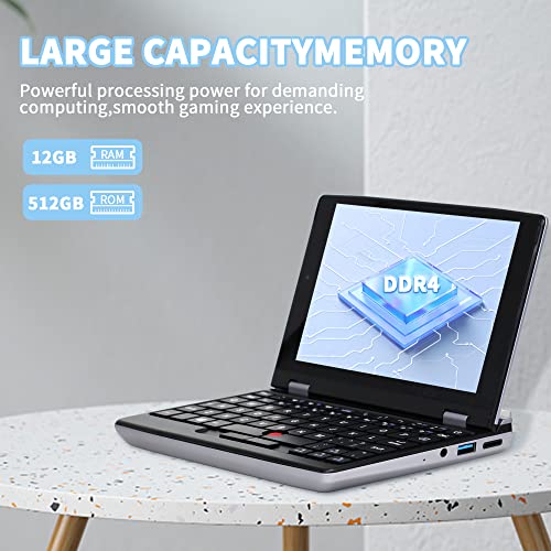 ZWYING 【Win 11/MS 2019office】 All Metal 7.0 inch Touch Screen Ultra-Light Mini Laptop High-Speed CPU J4105 12G RAM/512GB SSD High-Performance Notebook Computer (512GB SSD)