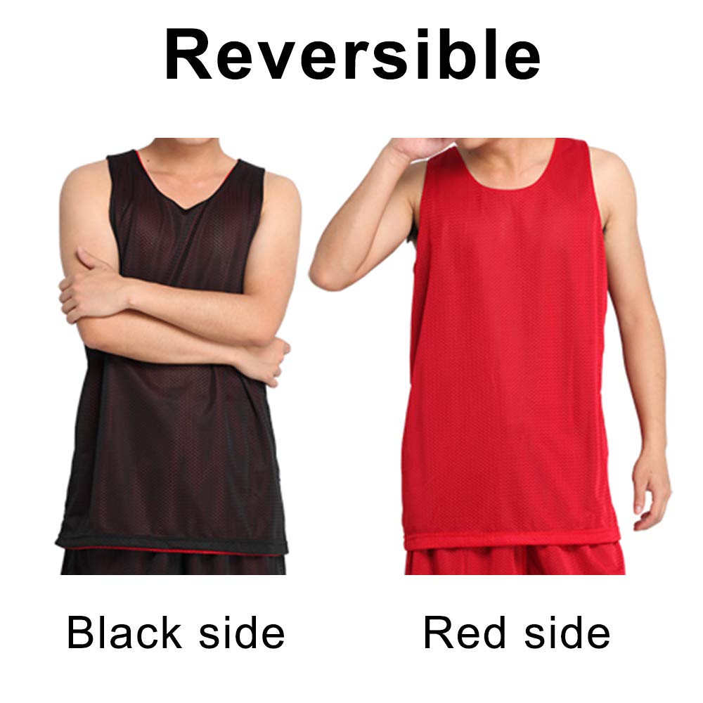 TopTie Reversible Basketball Jerseys Men's Tank Top Mesh Tank Lacrosse Jersey for Adult Youth-Black/White-L