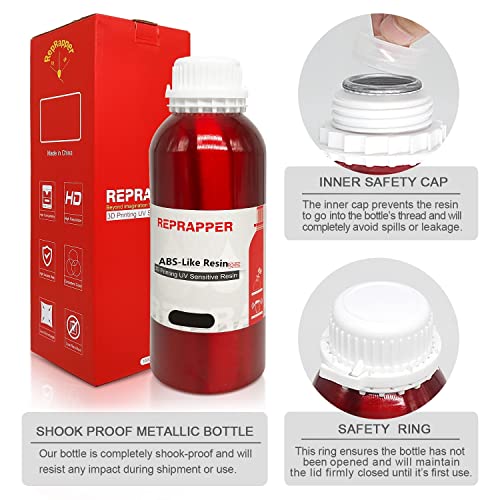 Reprapper ABS-Like Translucent Black 3D Printer Resin, 405nm Fast UV-Curing 1kgTransparent Black Resin 3D Printing Resin Photopolymer Sensitive Resin for LCD Printer, Clear Black 1000g