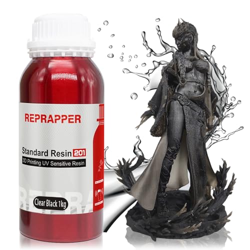 Reprapper ABS-Like Translucent Black 3D Printer Resin, 405nm Fast UV-Curing 1kgTransparent Black Resin 3D Printing Resin Photopolymer Sensitive Resin for LCD Printer, Clear Black 1000g
