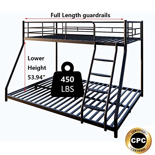 GRAYELL Metal Bunk Beds Twin Over Full Bunk Bed for Kids Teens Adults,Heavy Duty,CPC Certified,with Comfortable Rungs,No Box Spring Needed,Easy to Assemble,Black