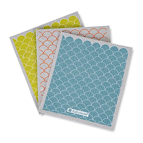 Full Circle Set of 3 Good Sheet Plant-Based Dishcloths β Super-Absorbent Reusable Dish Cloths - Multi-Use Washable Cleaning Cloths/Towels, Scales