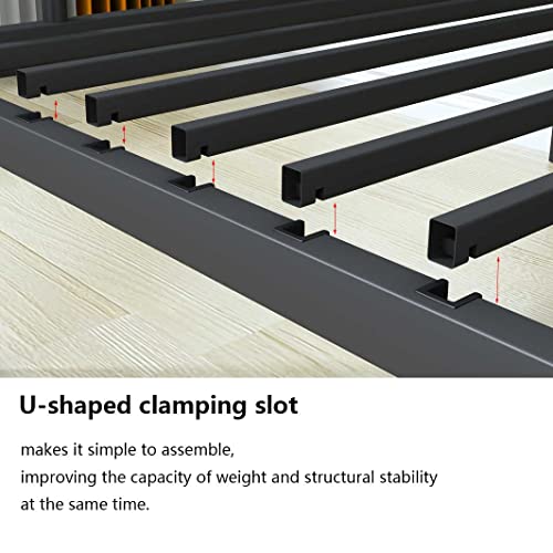 GRAYELL Metal Bunk Beds Twin Over Full Bunk Bed for Kids Teens Adults,Heavy Duty,CPC Certified,with Comfortable Rungs,No Box Spring Needed,Easy to Assemble,Black