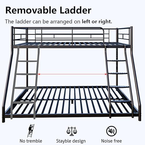 GRAYELL Metal Bunk Beds Twin Over Full Bunk Bed for Kids Teens Adults,Heavy Duty,CPC Certified,with Comfortable Rungs,No Box Spring Needed,Easy to Assemble,Black