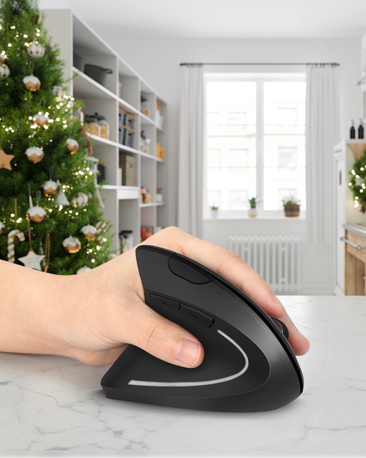 ASOYIOL Left Handed Mouse, Rechargeable Left Vertical Mouse Wireless -2.4G Left Hand Ergonomic Mouse with 6 Buttons Adjustable 800/1200/1600 DPI (Left Hand)