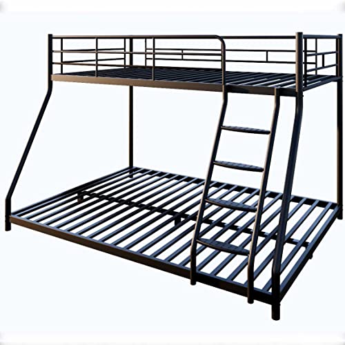 GRAYELL Metal Bunk Beds Twin Over Full Bunk Bed for Kids Teens Adults,Heavy Duty,CPC Certified,with Comfortable Rungs,No Box Spring Needed,Easy to Assemble,Black
