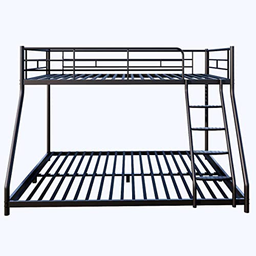 GRAYELL Metal Bunk Beds Twin Over Full Bunk Bed for Kids Teens Adults,Heavy Duty,CPC Certified,with Comfortable Rungs,No Box Spring Needed,Easy to Assemble,Black