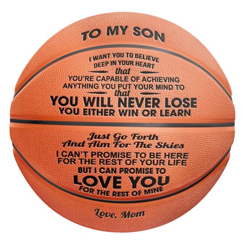 Fathers Day Birthday Gifts For Men, Kids, Graduation Gifts For Son, Grandson From Dad, Mom, Grandparents, Engraved 29.5" Basketball Size 7, Gifts For Teen Boys, Gifts For Him, Men Gifts For Birthday