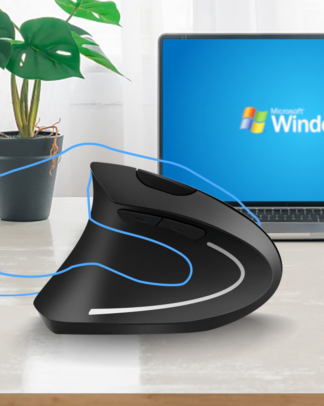 ASOYIOL Left Handed Mouse, Rechargeable Left Vertical Mouse Wireless -2.4G Left Hand Ergonomic Mouse with 6 Buttons Adjustable 800/1200/1600 DPI (Left Hand)