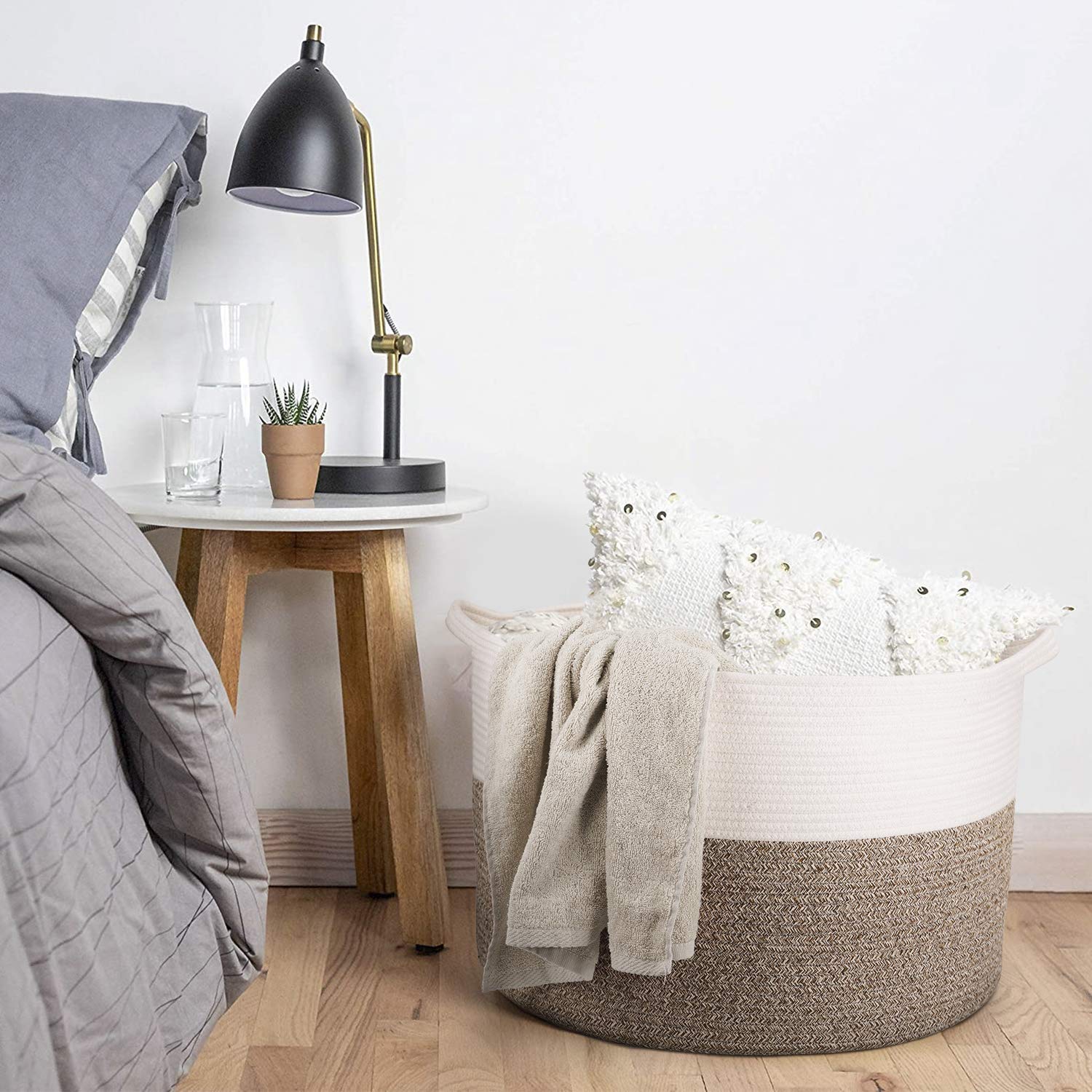 INDRESSME XXX Large Cotton Rope Basket Comforter Cushions Thread Laundry Hamper (Set of 2)