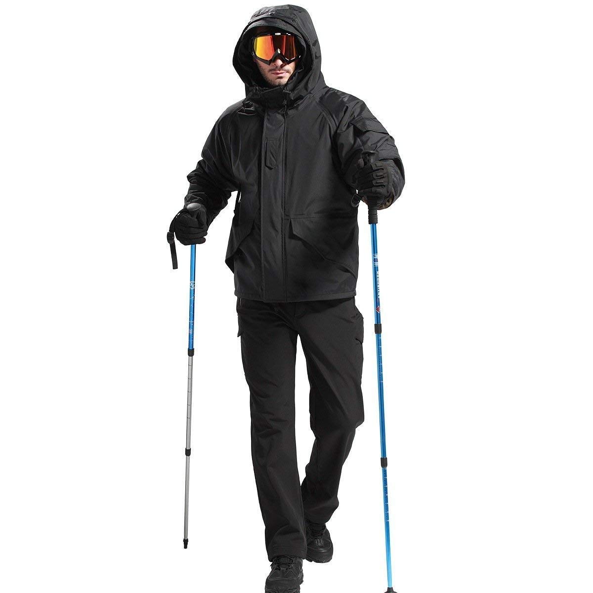 FREE SOLDIER Men's Outdoor Softshell Fleece Lined Cargo Pants Snow Ski Hiking Pants with Belt (Army Green 34W x 30L)