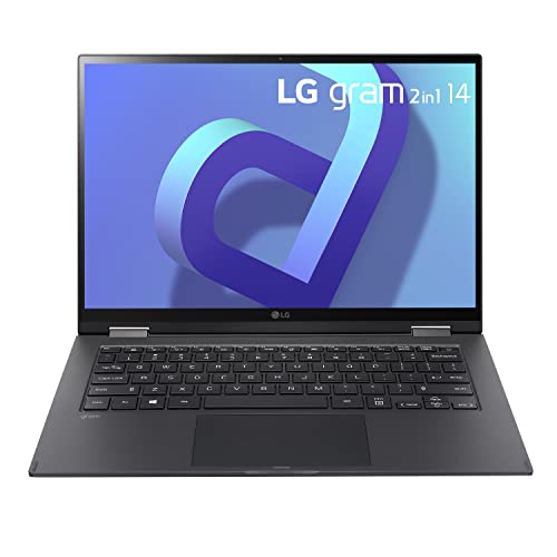 LG gram (2022) Laptop 14T90Q 2-in-1 14" Touchscreen, Intel Evo 12th Gen Core i5, 16GB RAM, 512GB SSD, Windows 11, Black