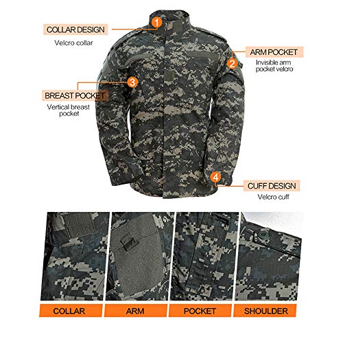 MINGHE Men's Combat Uniform Military Tactical Shirt and Pants Set Cp Camo Long Sleeve Army Suit for Hunting Airsoft Paintball