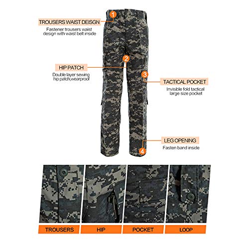 MINGHE Men's Combat Uniform Military Tactical Shirt and Pants Set Cp Camo Long Sleeve Army Suit for Hunting Airsoft Paintball