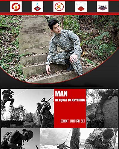 MINGHE Men's Combat Uniform Military Tactical Shirt and Pants Set Cp Camo Long Sleeve Army Suit for Hunting Airsoft Paintball