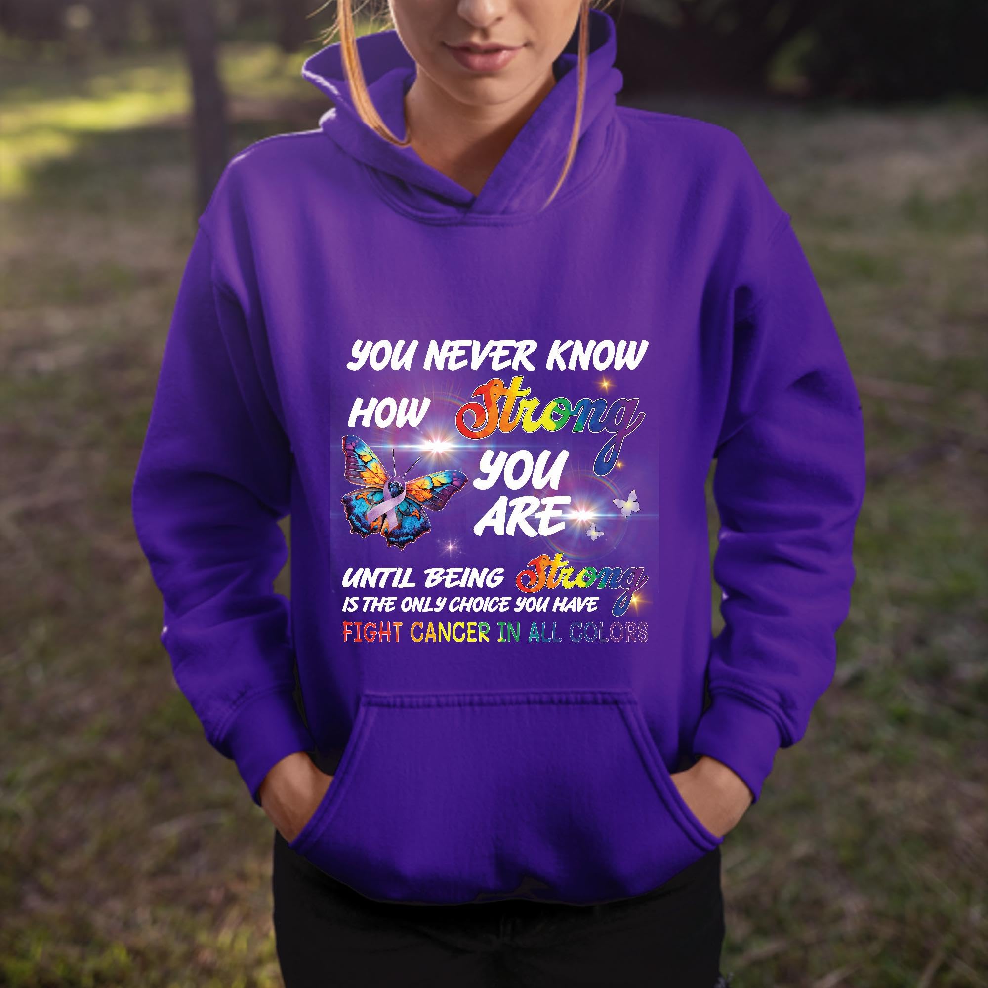 Gift for Cancer Survivors Showing Strength Courage Black and Muticolor Unisex Hoodie