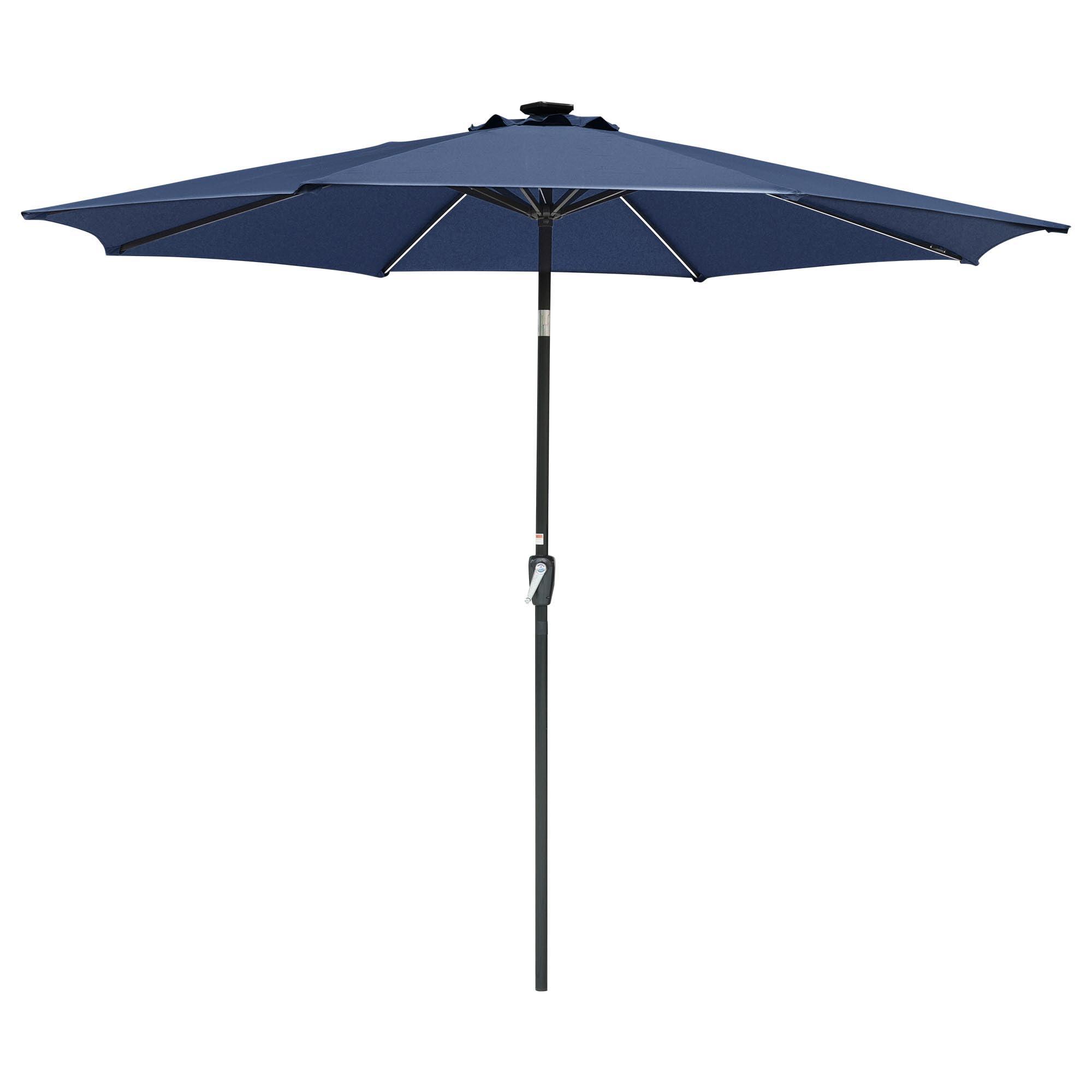 Yescom 9FT 8 Ribs Solar Powered Patio Umbrella with Tilt and Crank Outdoor Market Table Umbrella for Backyard Pool Night Party Event Yard Navy