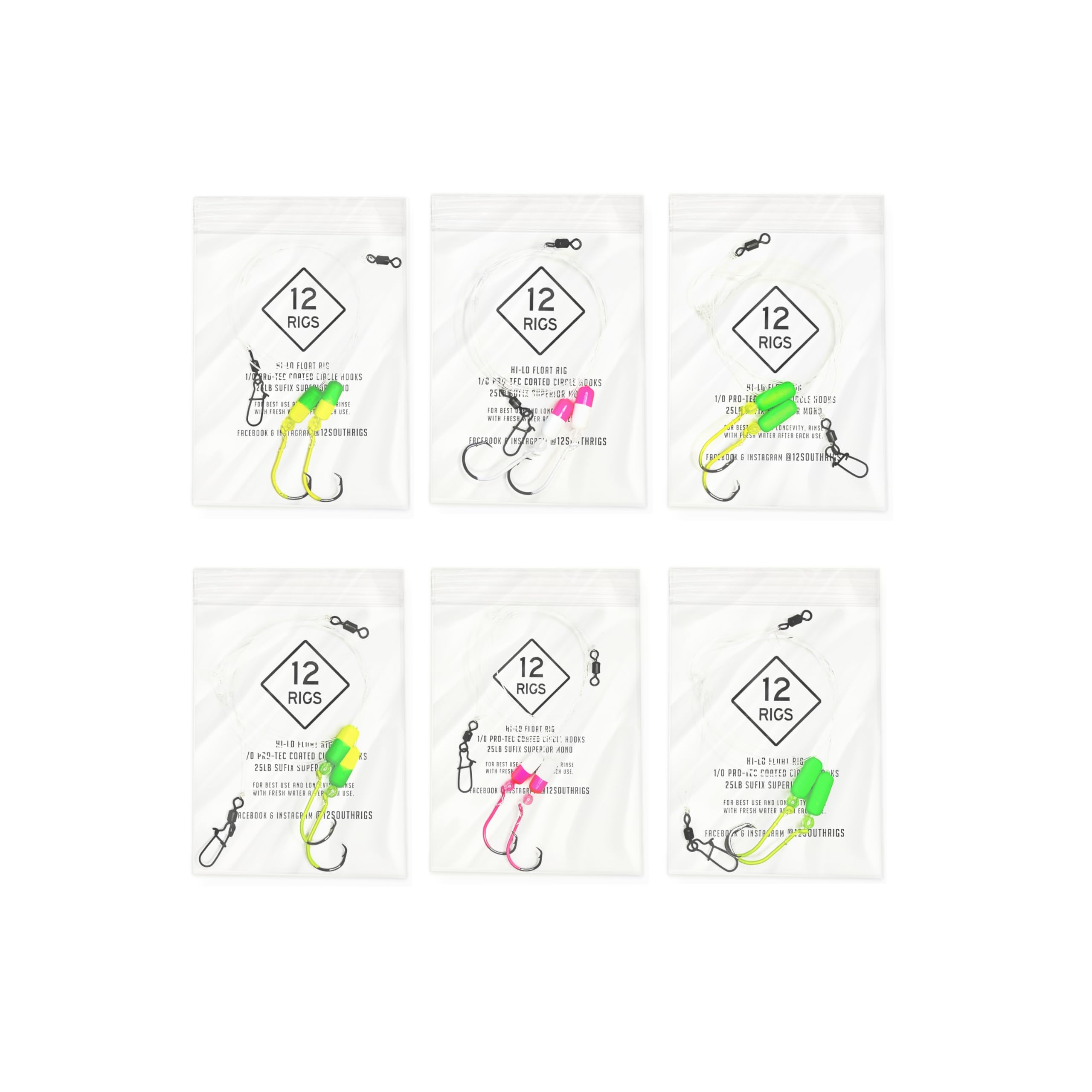 6 Pack 'Coquina Shells' Pompano Surf Fishing Rigs (25# Mono Pro-Tec Coated)
