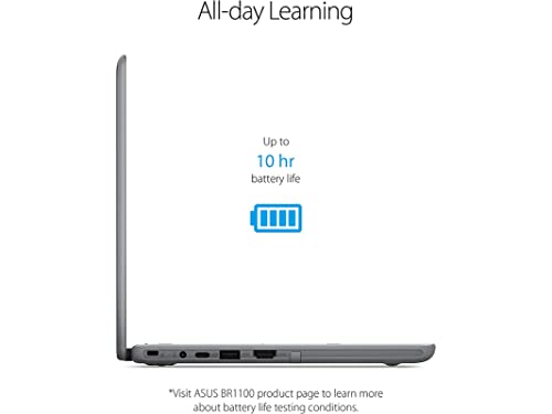 ASUS 2022 11.6" HD Business Laptop, Intel Celeron N4500 Processor, 4GB RAM, 64GB eMMC , Webcam, Intel HD Graphics 500, Bluetooth, Windows 10 Pro, Dark Grey, 32GB SnowBell USB Card