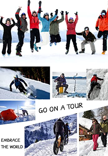 TRGPSG Mens Hiking Pants, Fleece Lined Snowboard Pants, Multi-Pocket Windproof Snow Ski Pants, Soft Shell Warm Winter Pants JRG3 Black 32