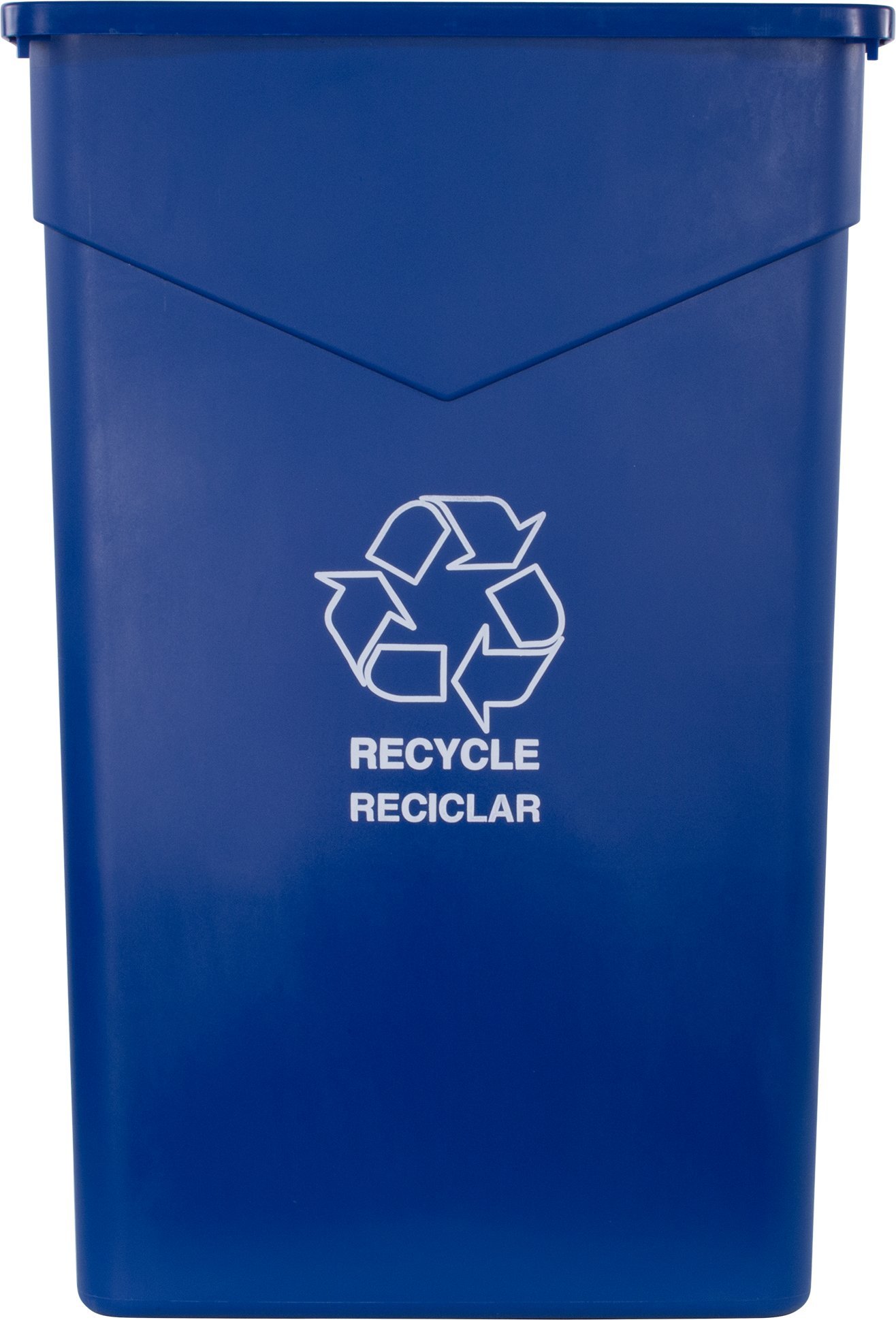 Carlisle FoodService Products TrimLine Rectangle RECYCLE Waste Container, 23 Gallons, Blue