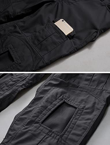 TRGPSG Mens Hiking Pants, Fleece Lined Snowboard Pants, Multi-Pocket Windproof Snow Ski Pants, Soft Shell Warm Winter Pants JRG3 Black 32