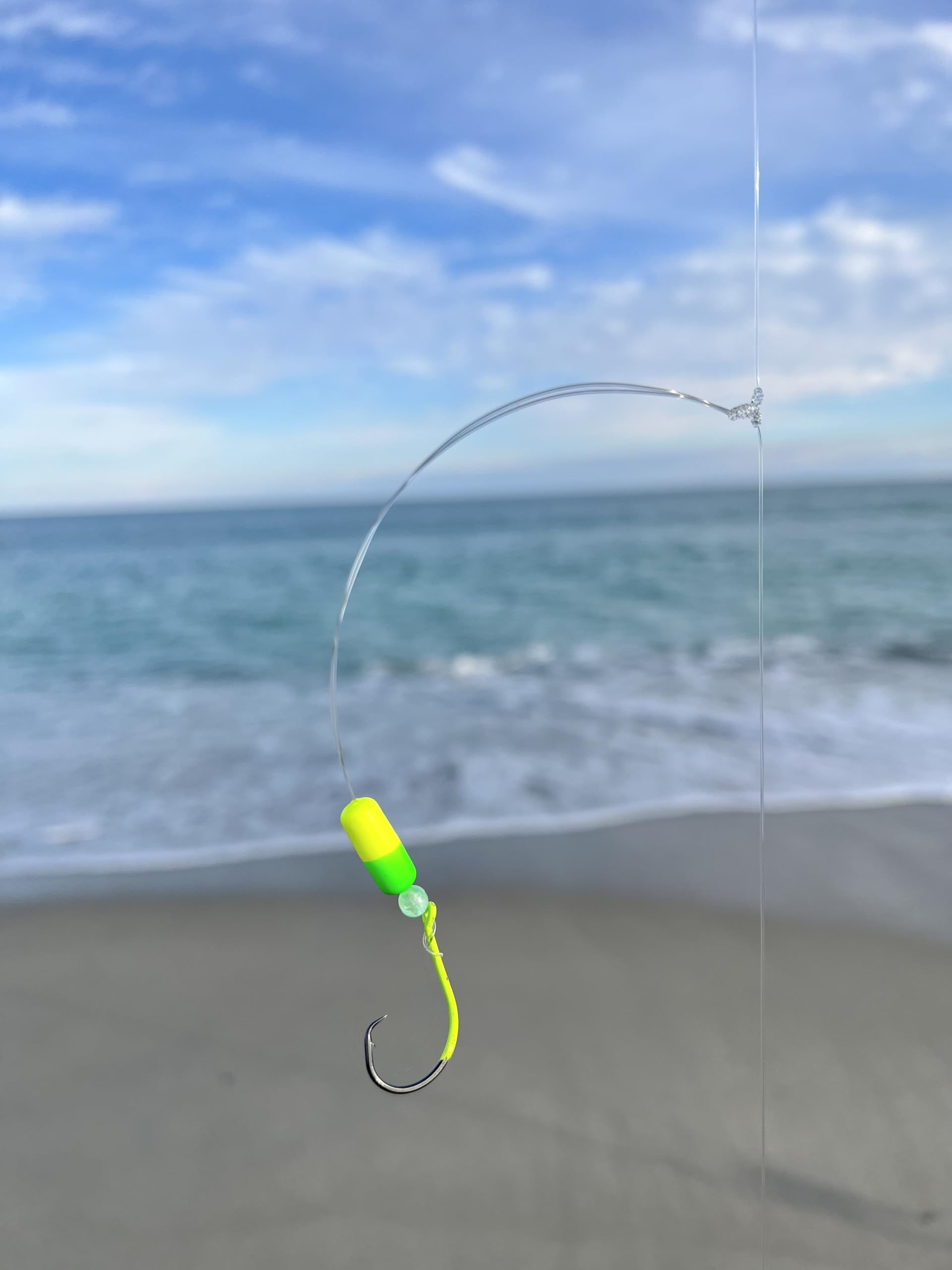 6 Pack 'Coquina Shells' Pompano Surf Fishing Rigs (25# Mono Pro-Tec Coated)